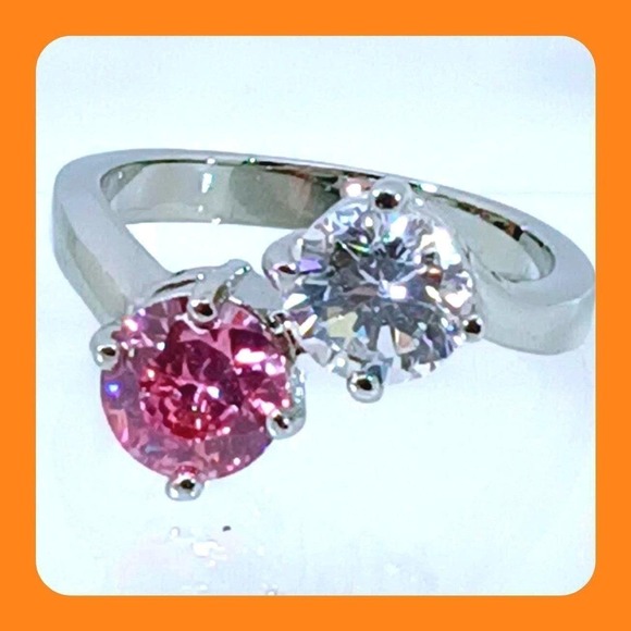 Unique Vintage | Jewelry | Vintage Toi Et Moi 2ct Pink And Clear Round ...